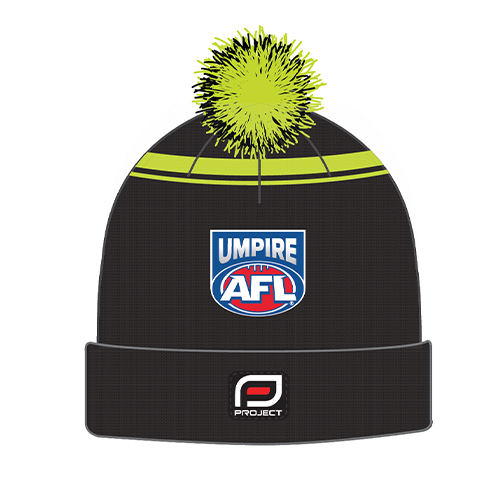AFL Umpire Knitted Beanie w Pom Pom - Red/White Logo – Project Clothing